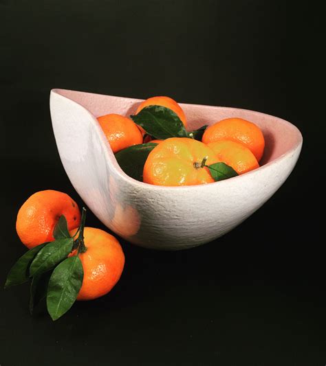 Ceramic White And Pink Fruit Bowl