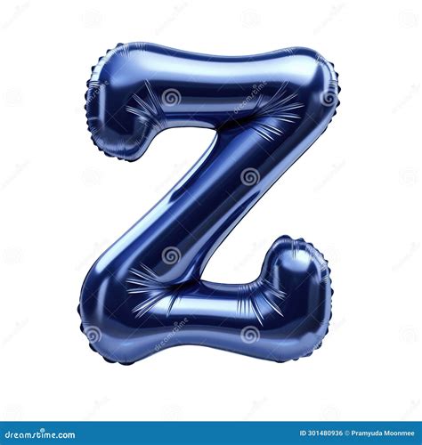 Indigo Metallic Z Alphabet Balloon Realistic 3d On White Background