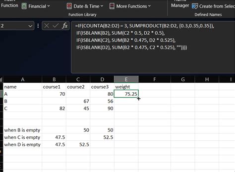 Microsoft Excel Calculate Weight Of Courses Super User