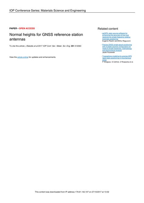 Pdf Normal Heights For Gnss Reference Station Antennas