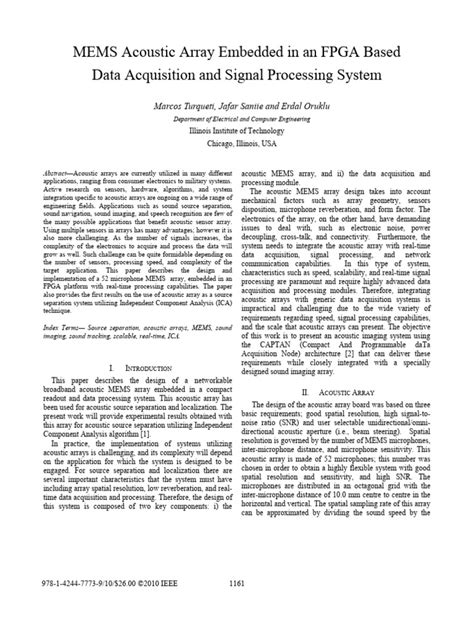 Mems Acoustic Array Embedded In An Fpga Based Pdf