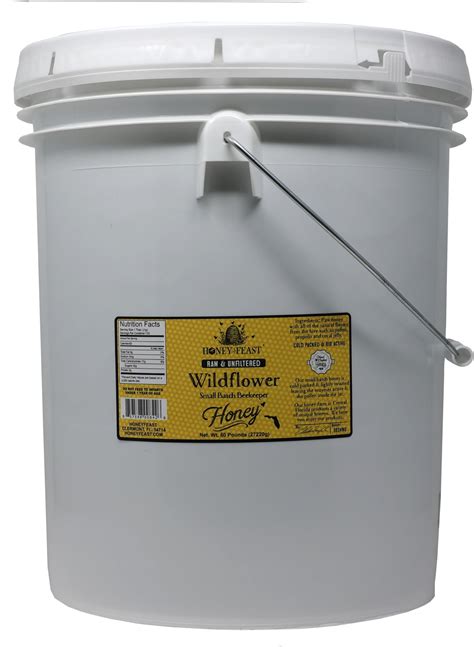 Honey Feast Wildflower Honey 5 Gallon 60 Pounds Bulk