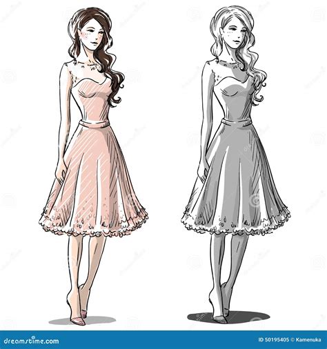 Fashion Hand Drawn Illustration Prom Dress Stock Vector Illustration Of Hand Decoration