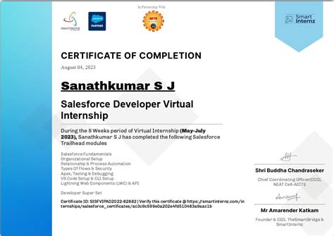 Sanath Kumar S J On Linkedin Smartinternz Salesforce Aicte Skilledonsalesforce Thesmartbridge…