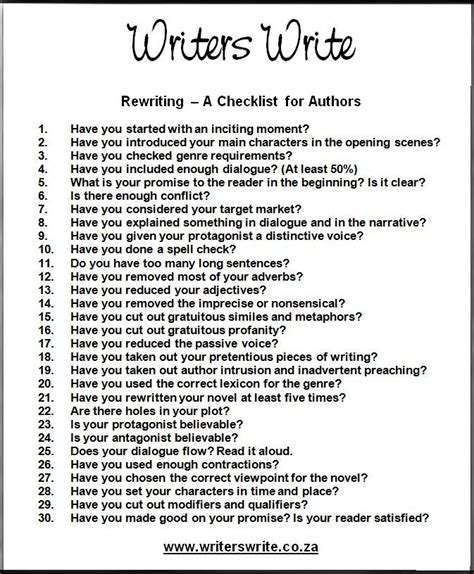 Rewriting Checklist For Authors Writers Write Buch Selber Schreiben Buch Schreiben Eigenes