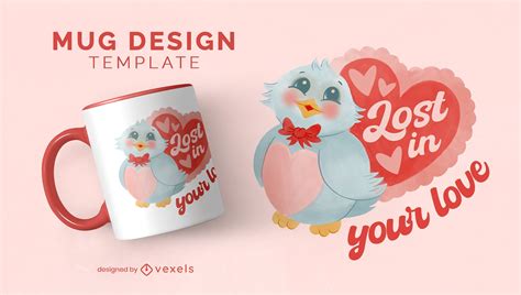Bird Love Mug Design Vector Download
