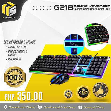 G21b Keyboard Usb Wired Gaming Keyboard And Mouse Set With Lights Suit Shopee Philippines