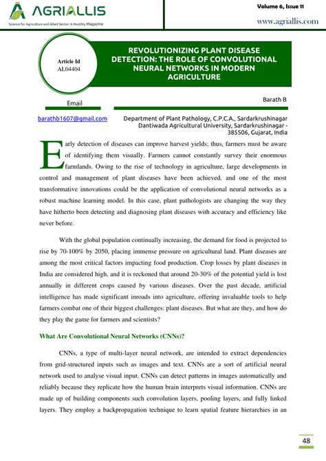 Pdf Revolutionizing Plant Disease Detection The Role Of Convolutional Neural Networks In