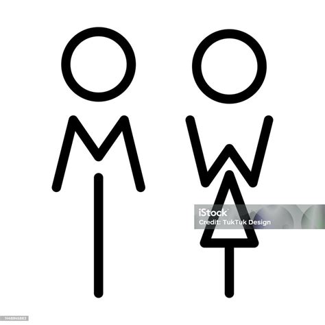 Vektor Tanda Toilet Dengan Simbol Toilet Pria Dan Wanita Ilustrasi Stok
