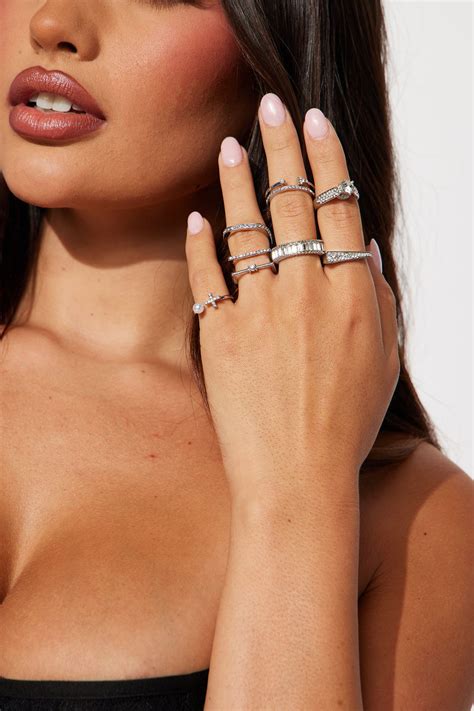 In Your Head 7 Piece Ring Set Silver Fashion Nova Jewelry