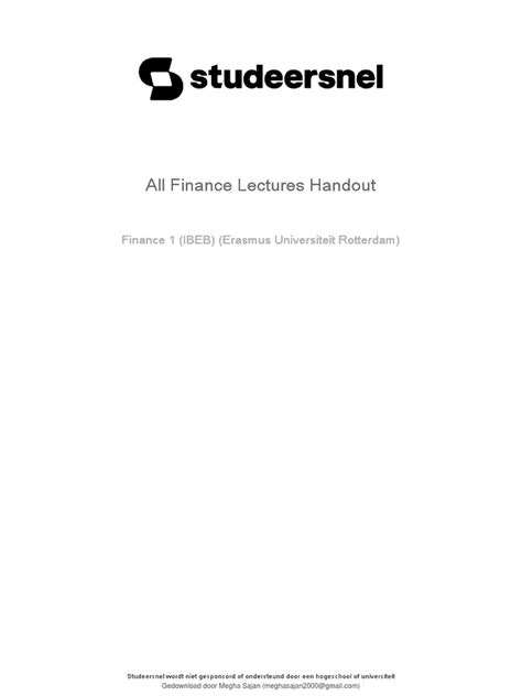 All Finance Lectures Handout Pdf Interest Consumption Economics