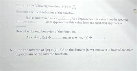Solved Consider The Following Function F X X−64x Describe