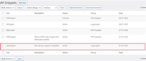 Update A Snippet Post Snippets