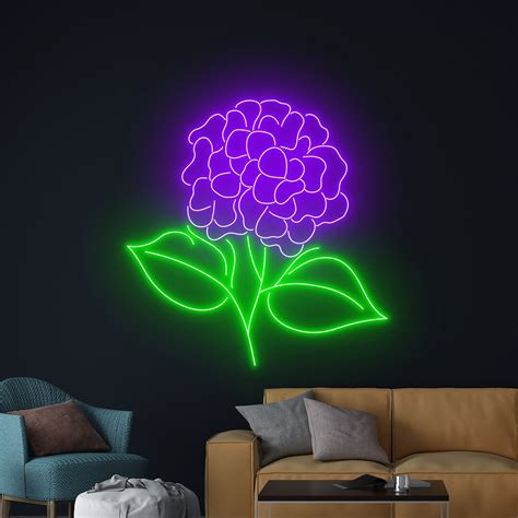 Hydrangea Neon Sign Hydrangea Flower Neon Sign Hydrangea Led Light