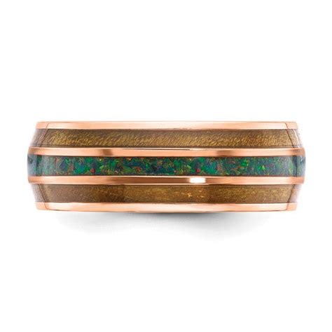Chisel Stainless Steel Polished Rose Vermeil With Wood And Opaline Inl