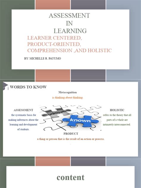 assessment in learning 1 learner centered product oriented
