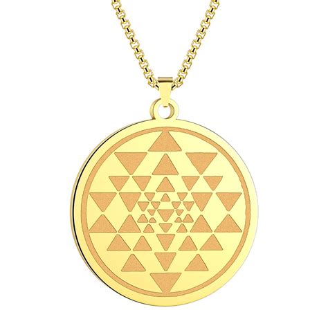 Vintage Silver Sri Yantra Charm Energy Amulet Talisman Pendant Necklace