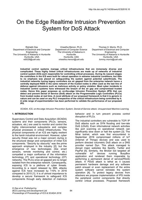 Pdf On The Edge Realtime Intrusion Prevention System For Dos Attack