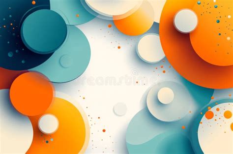 Modern Abstract Background With Overlapping Circles In Vibrant Orange And Teal Colors Stock