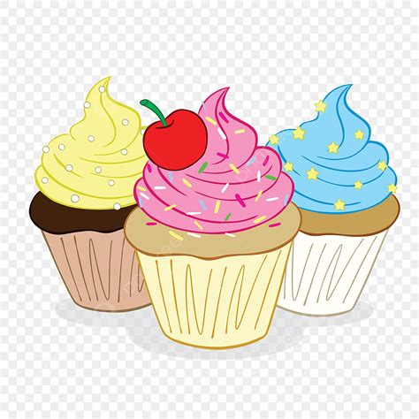 Tres Hermosos Cupcakes Png Vector Editable Png Dibujos Magdalena