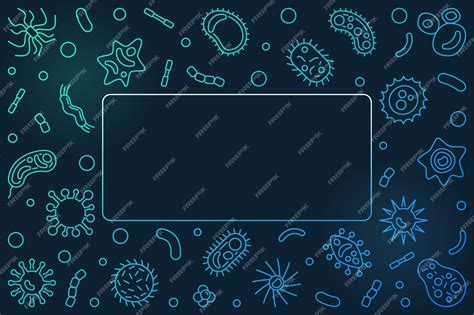Premium Vector Pathogen Blue Horizontal Frame Vector Outline Modern