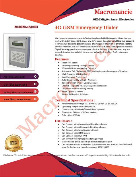 Emergency Dialer 4g Gsm Dialer With Multi Input Sms Option
