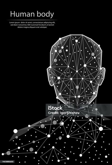 도트 선 및 모양으로 구성된 인체의 추상적 인 낮은 다각형 이미지 3d 로우 폴리 벡터 흑백 이미지 인체에 대한 스톡 벡터 아트 및 기타 이미지 Istock