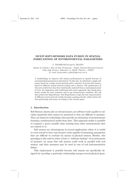 Pdf Multi Soft Sensors Data Fusion In Spatial Forecasting Of