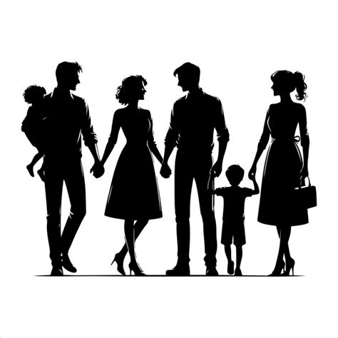 Família Silhuetas Vetor Família Caminhando Vetor Premium Gerado Com Ia
