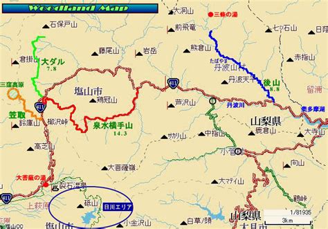 丹波川エリアの林道地図 WoodlandMap 山梨