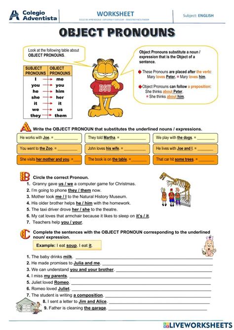 Object Pronouns Online Activity For 3rd Object Pronouns Personal