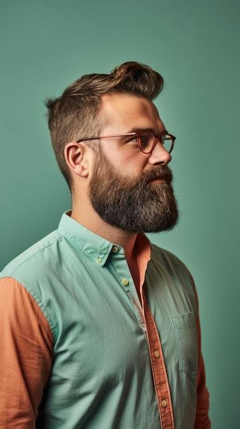 Premium Ai Image Western Man With Bushy Beard Wearing Glasses
