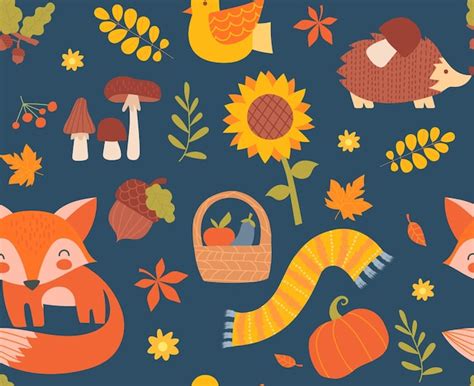 Premium Vector Autumn Seamless Pattern Premium Vector Autumn Seamless Pattern