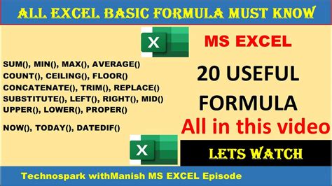 Excel Basic Formula Must Know II All Basic Formula Discussed In Hindi