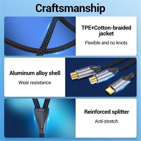 Vention Usb C To Dual Rca Cable High Fidelity Audio