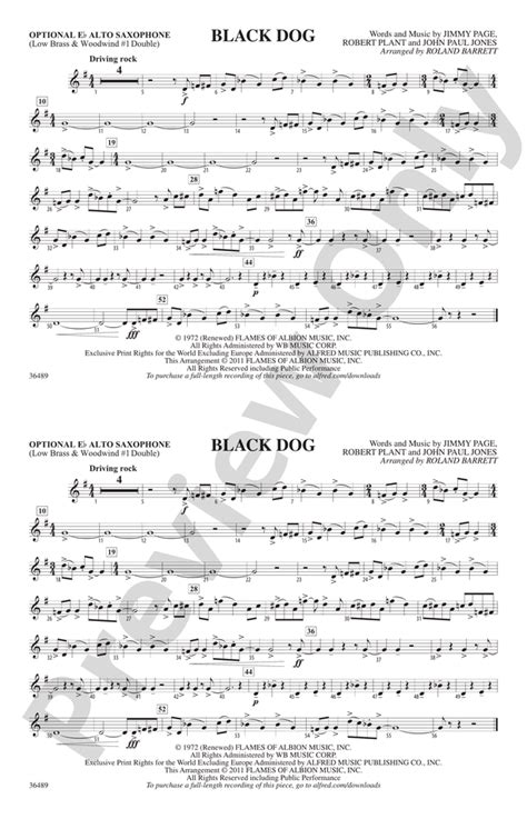 Black Dog Optional Alto Sax Optional Alto Sax Part Digital Sheet