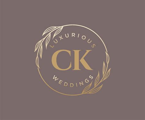 Ck Initials Letter Wedding Monogram Logos Template Hand Drawn Modern Minimalistic And Floral