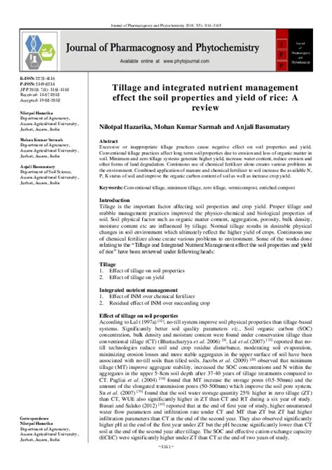 (PDF) Tillage and Nutrient Management Impact on Rice Yield and Soil