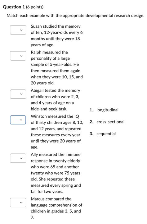 solved match each example with the appropriate developmental