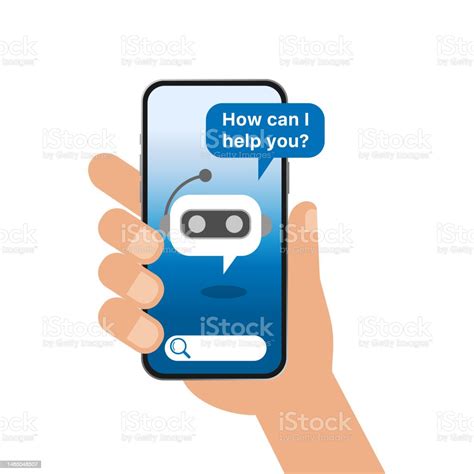 챗봇 Ai 및 고객 서비스 개념 스마트폰 화면에서 챗봇과 대화하기 Brand Name Online Messaging