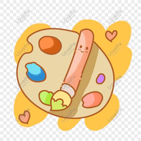 귀여운 팔레트 및 브러시 Png 일러스트 무료 다운로드 Lovepik