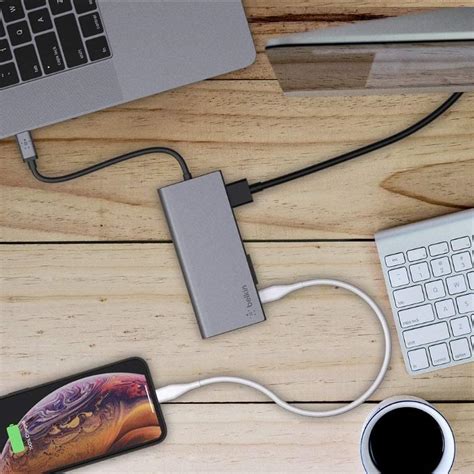 Belkin Usb C Hub With Tethered Usb C Cable Usb C Dock For Macos And Windows Usb C Laptops