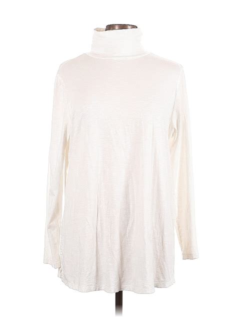 J Jill Solid White Long Sleeve Turtleneck Size L 66 Off ThredUp