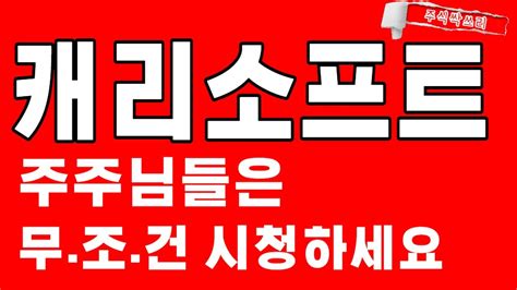 캐리소프트 전망 주주님들은 무조건 필수시청 중요합니다 Youtube