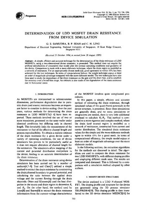 Pdf Determination Of Ldd Mosfet Drain Resistance From Device Simulation Dokumentips