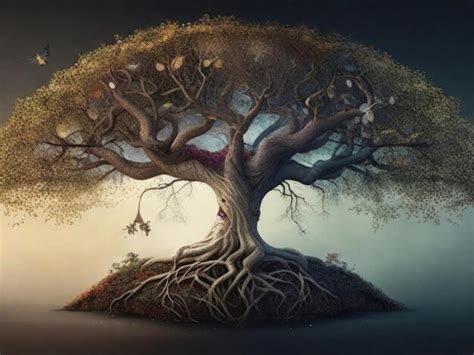 Premium Ai Image Freestanding Tree On A Dark Background