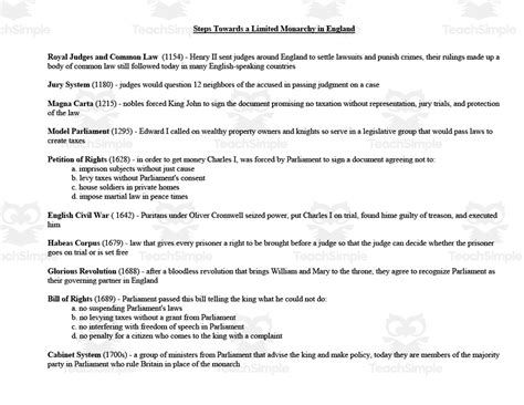 Enlightenment Era Handouts Charts By Teach Simple