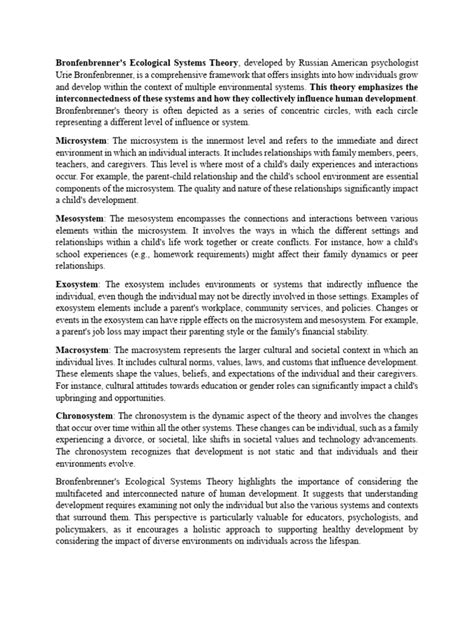 Bronfenbrenners Ecological Systems Theory Pdf Developmental