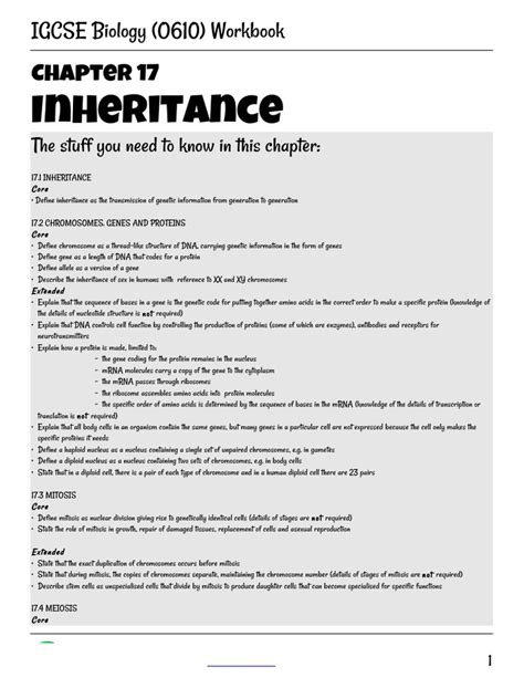 Inheritance Igcse Biology O610 Workbook Pdf Dominance Genetics Allele