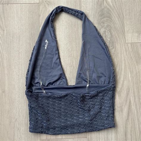 Blue Halter Top Never Worn Brand Cotton Depop
